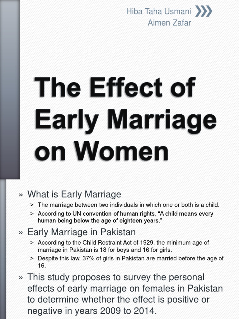 Effects of Early Marriage in Pakistan | PDF | Child Marriage | Human ...