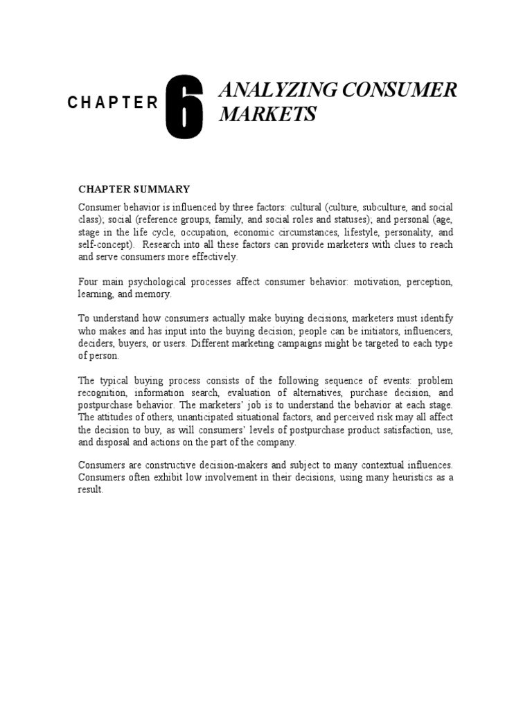 Chapter-6 ANALYZING CONSUMER MARKETS | PDF | Attitude (Psychology ...