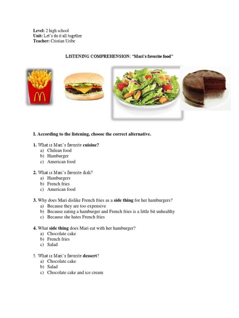 Listening Comprehension: Mari's Food Preferences | PDF
