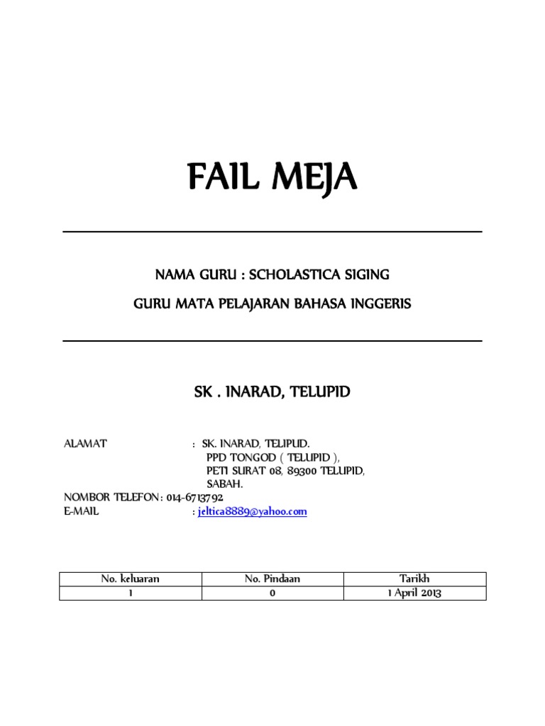 Muka Depan FAIL MEJA | PDF