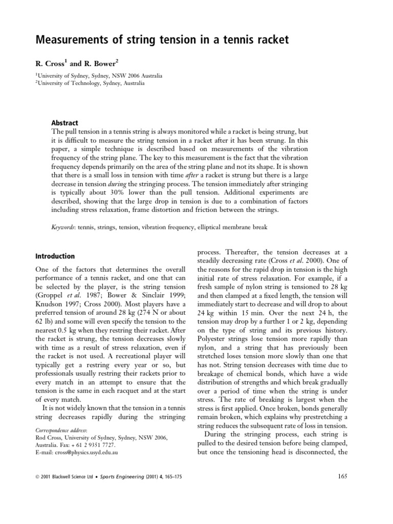 CH 2 Measurements of String Tension in A Tennis Racket | PDF | Tension ...