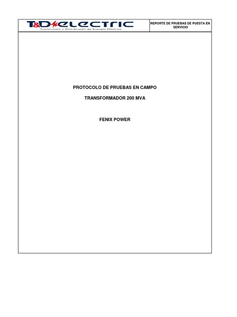 Protocolo de Pruebas A Transformador ET9854 | PDF