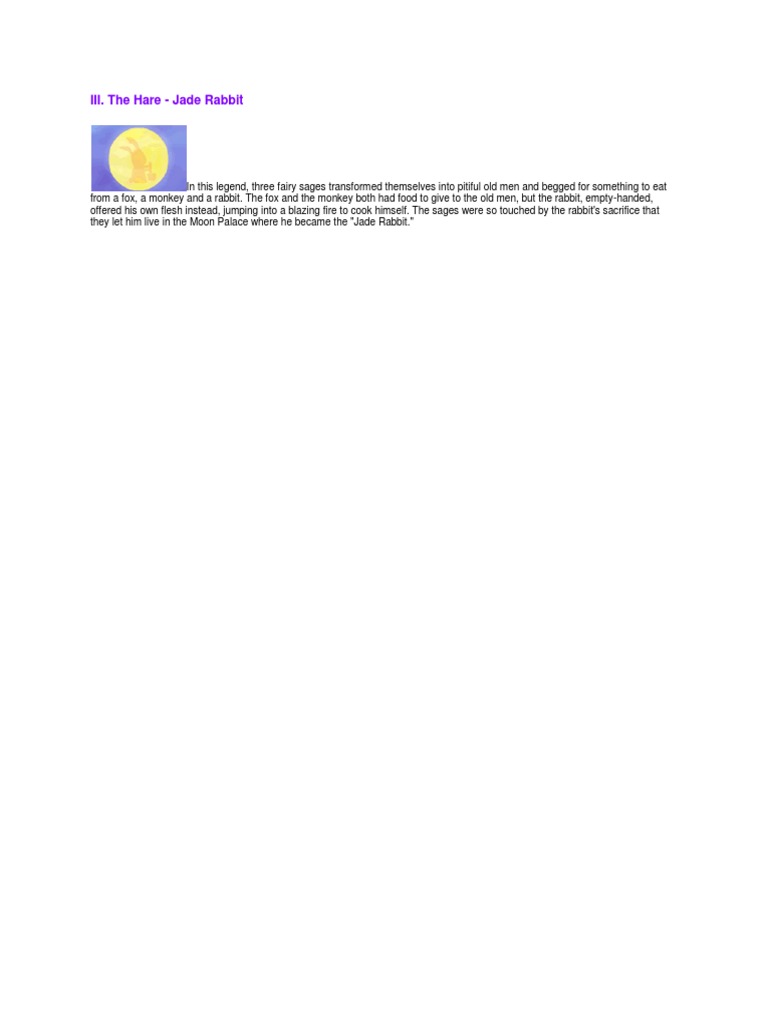 The Hare Jade Rabbit | PDF
