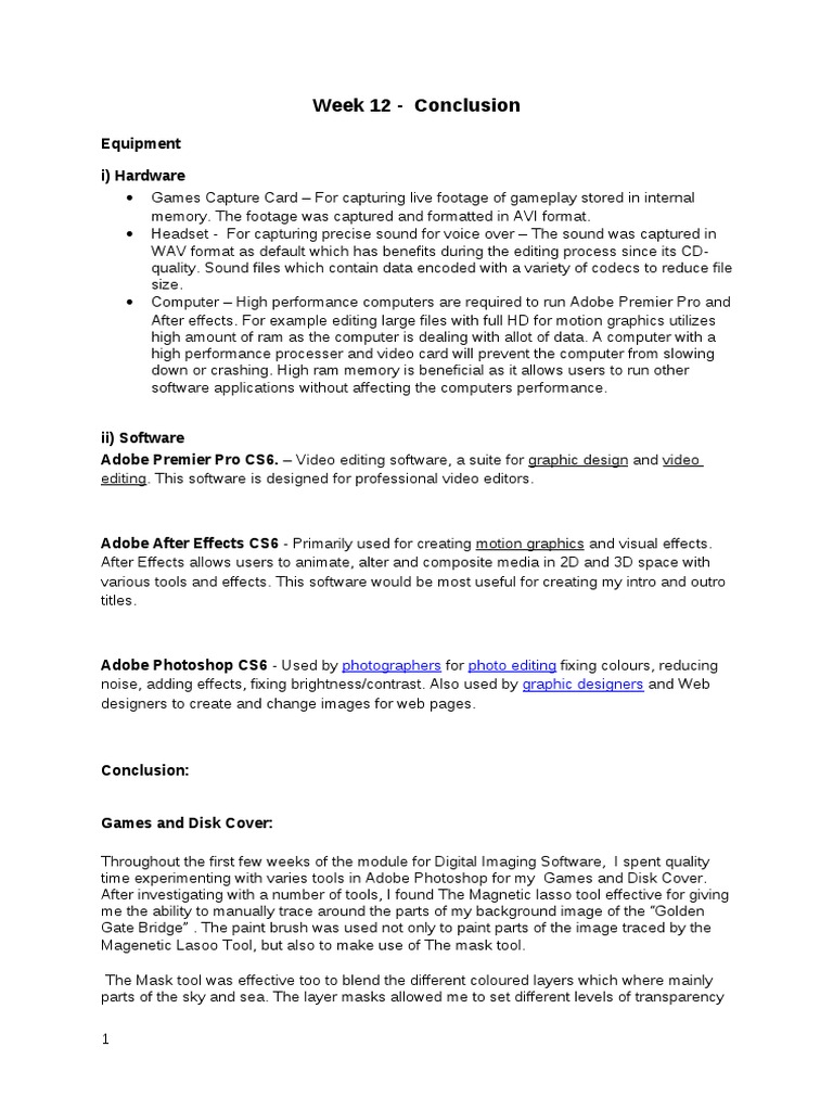 Week 12 Conclusion | PDF | Image Editing | Software