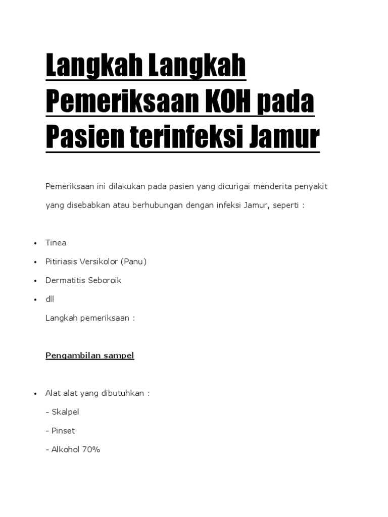 Langkah Langkah Pemeriksaan KOH Pada Pasien Terinfeksi Jamur | PDF ...