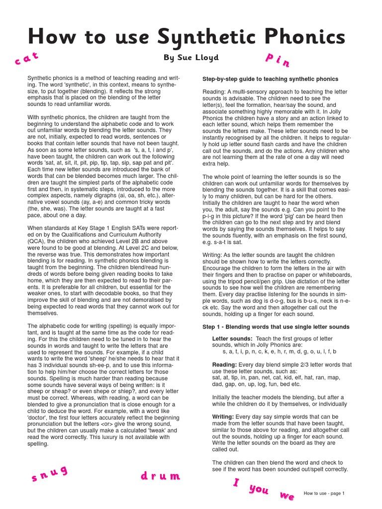 How To Use Synthetic Phonics | PDF | Phonics | Reading (Process)