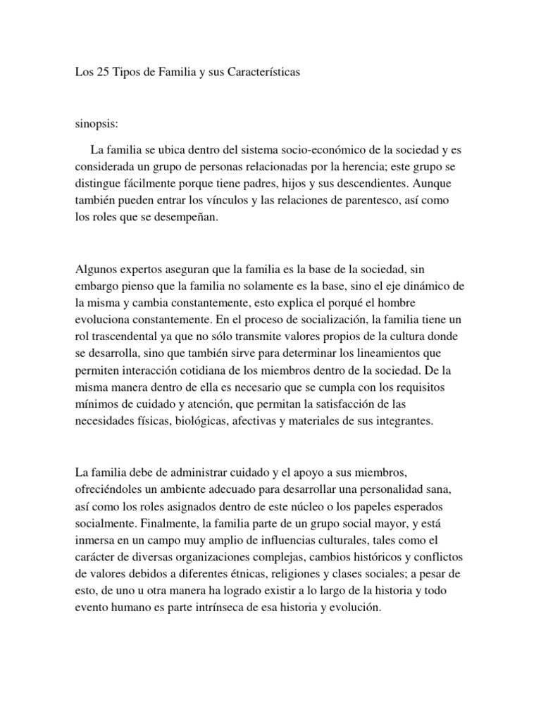 Los 25 Tipos de Familia y Sus Características Unidadd 3 | PDF | Familia | Adultos