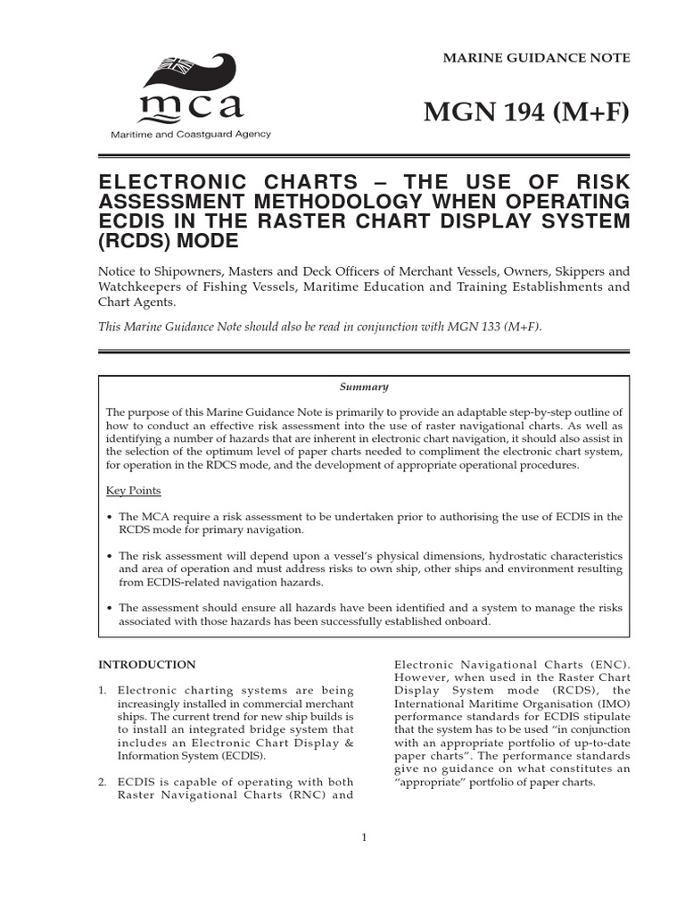 MGN 194 - Ecdis | PDF | Navigation | Risk