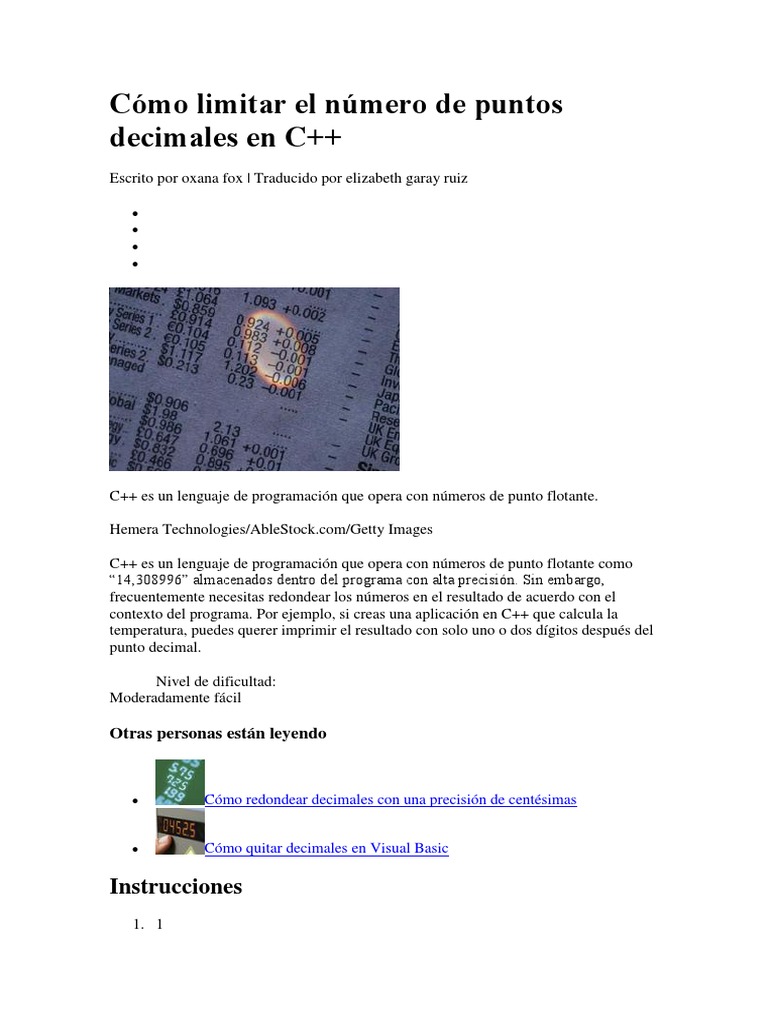 Cómo Limitar El Número de Puntos Decimales en C | PDF