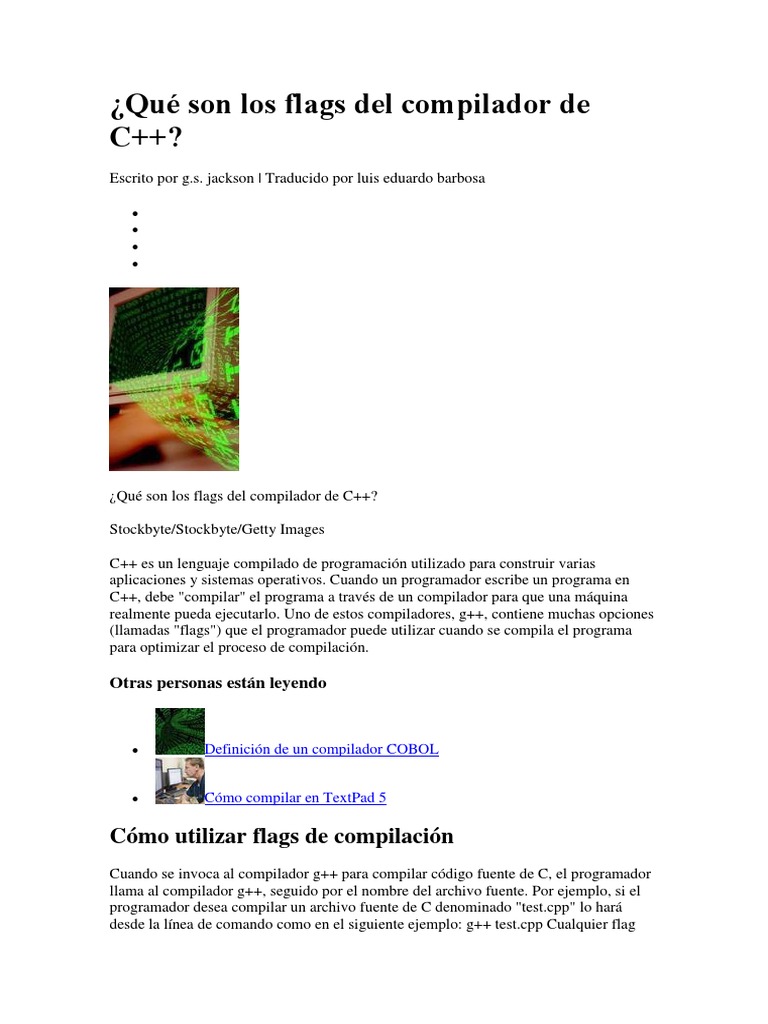 Qué Son Los Flags Del Compilador de C++ | PDF | Compilador ...