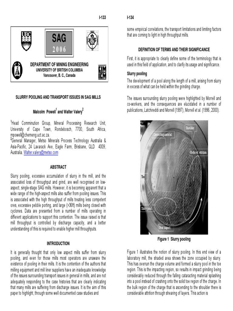 Sag Slurry Pooling | PDF | Mill (Grinding) | Speed