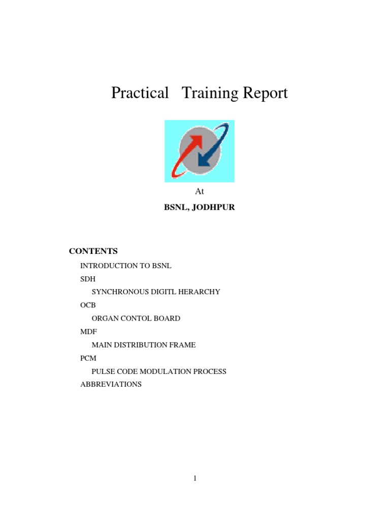 BSNL Training Report | PDF | Telephone Exchange | Data Transmission