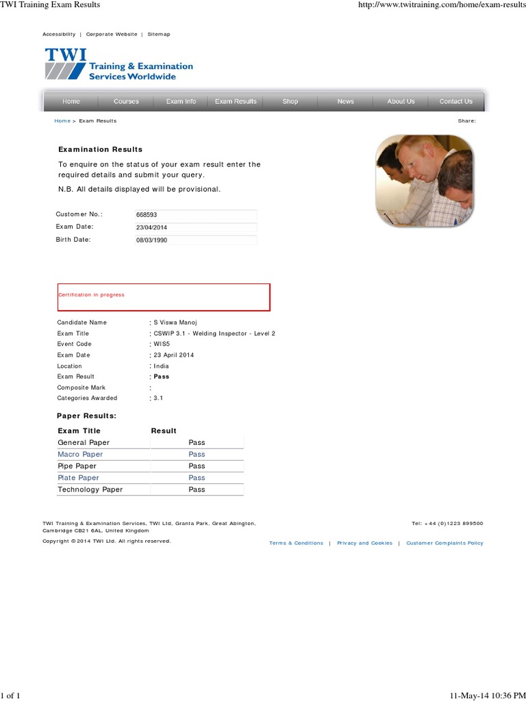 TWI Training Exam Results | Download Free PDF | Cyberspace | Test ...