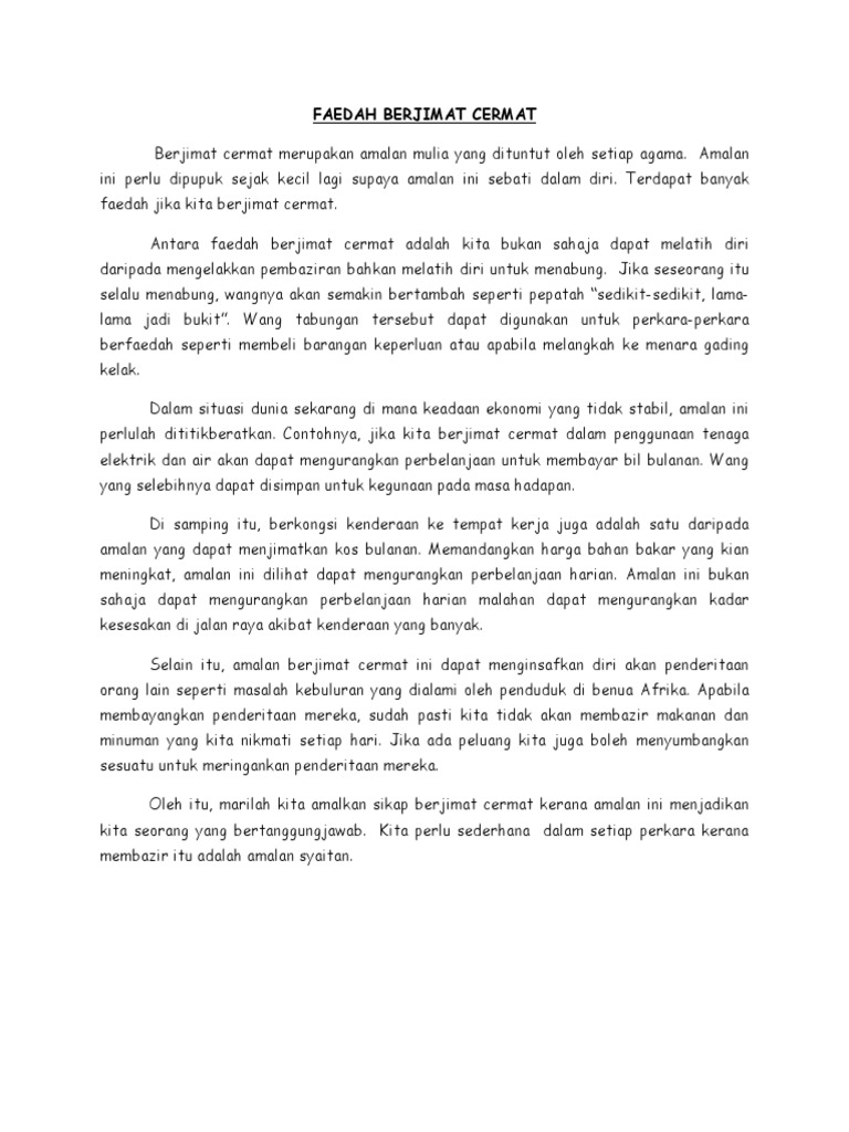 karangan faedah berjimat cermat - Matt Duncan