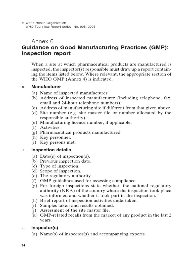 GMP-Inspection Report 2391 | PDF | Industries | Wellness