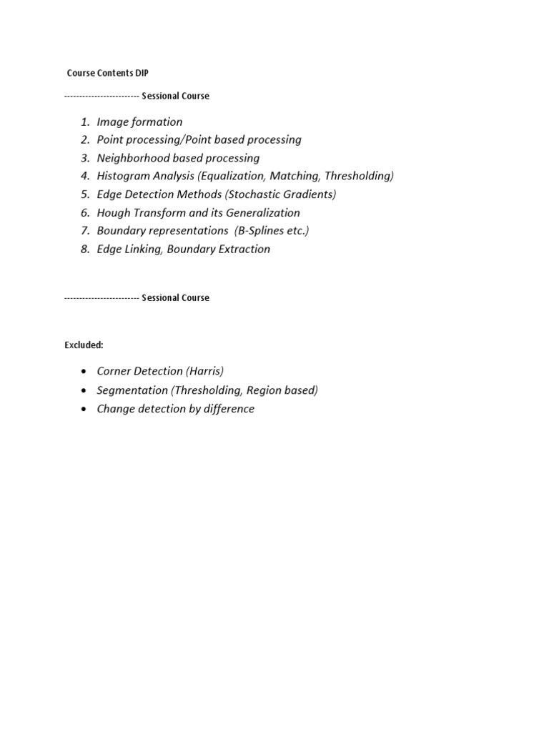 Digital Image Processing Course Outline | PDF | Computers | Technology ...