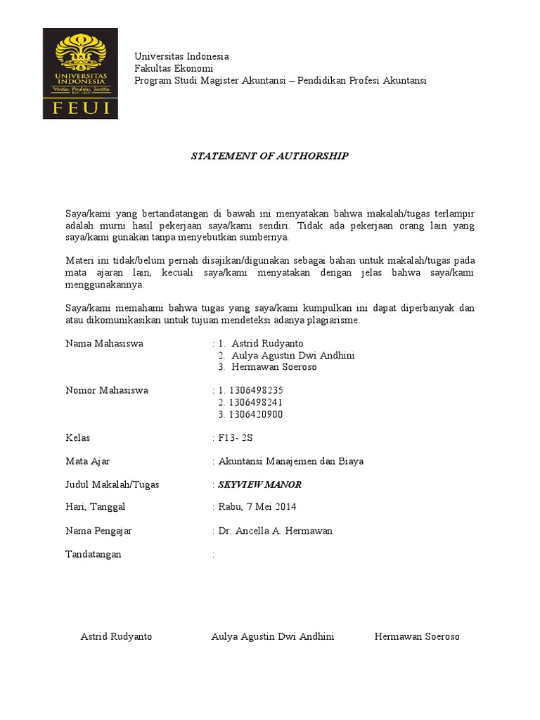 Statement of Authorship | PDF