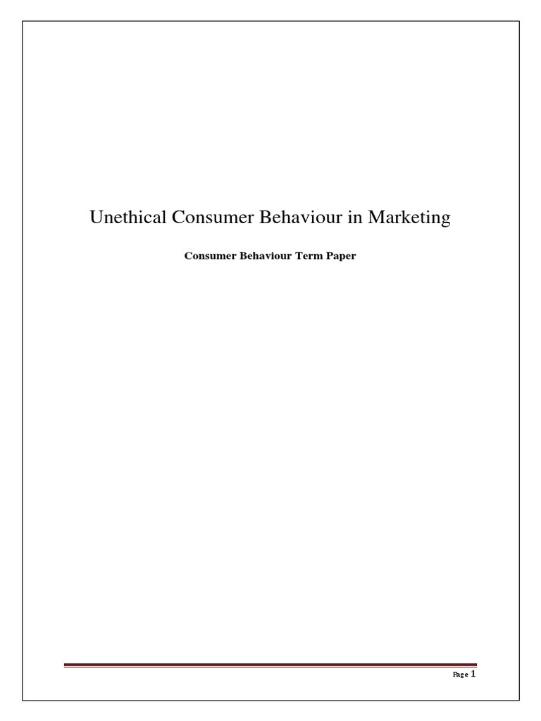 Unethical Consumer Behaviour | PDF | Consumer Behaviour | Behavior