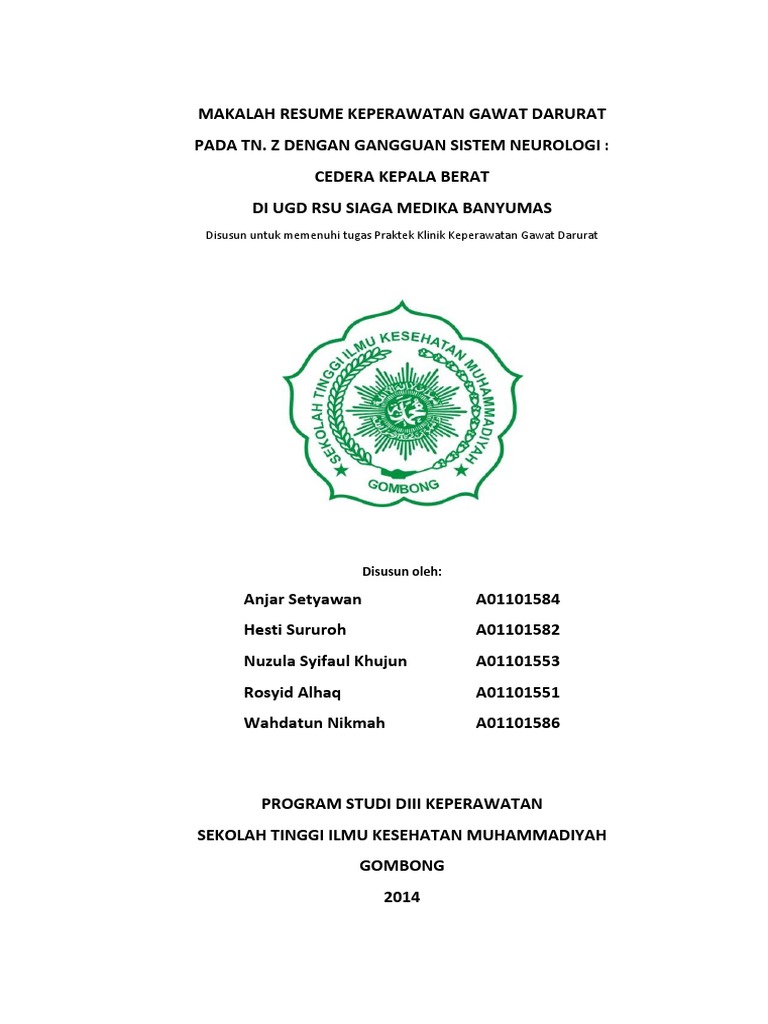 Makalah Resume Keperawatan Gawat Darurat CKB | PDF