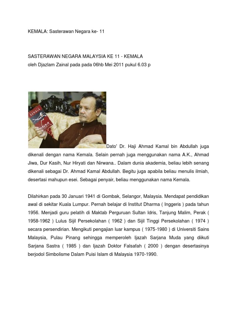 Biodata Sasterawan Negara. | PDF