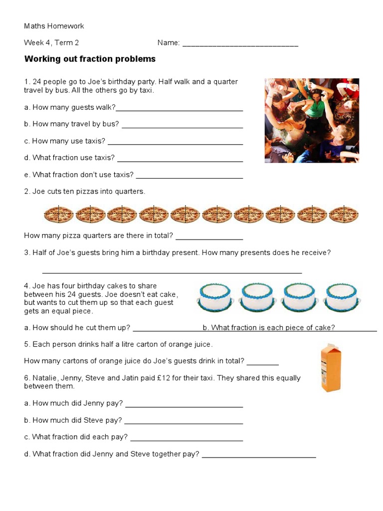 Fraction Problem Solving Worksheet | PDF | Art