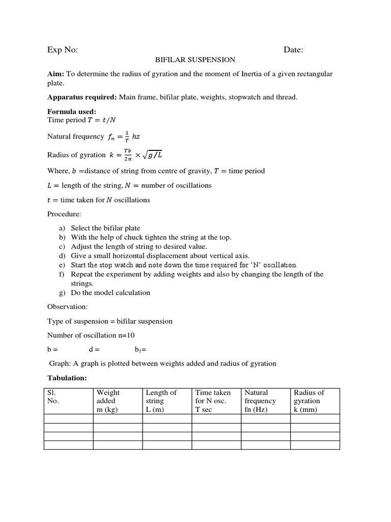 Bifiler and Trifiler Suspension | PDF | Radius | Weight