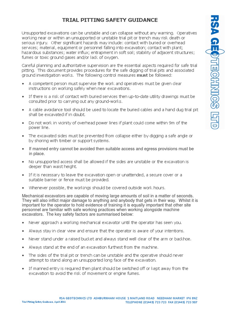 Trial Pit During Excavation | Excavation (Archaeology) | Risk