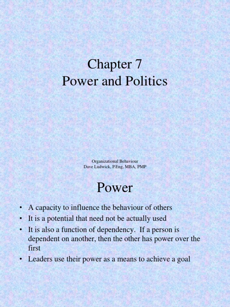 Organizational Behaviour Chapter 7 - Power and Politics | PDF ...