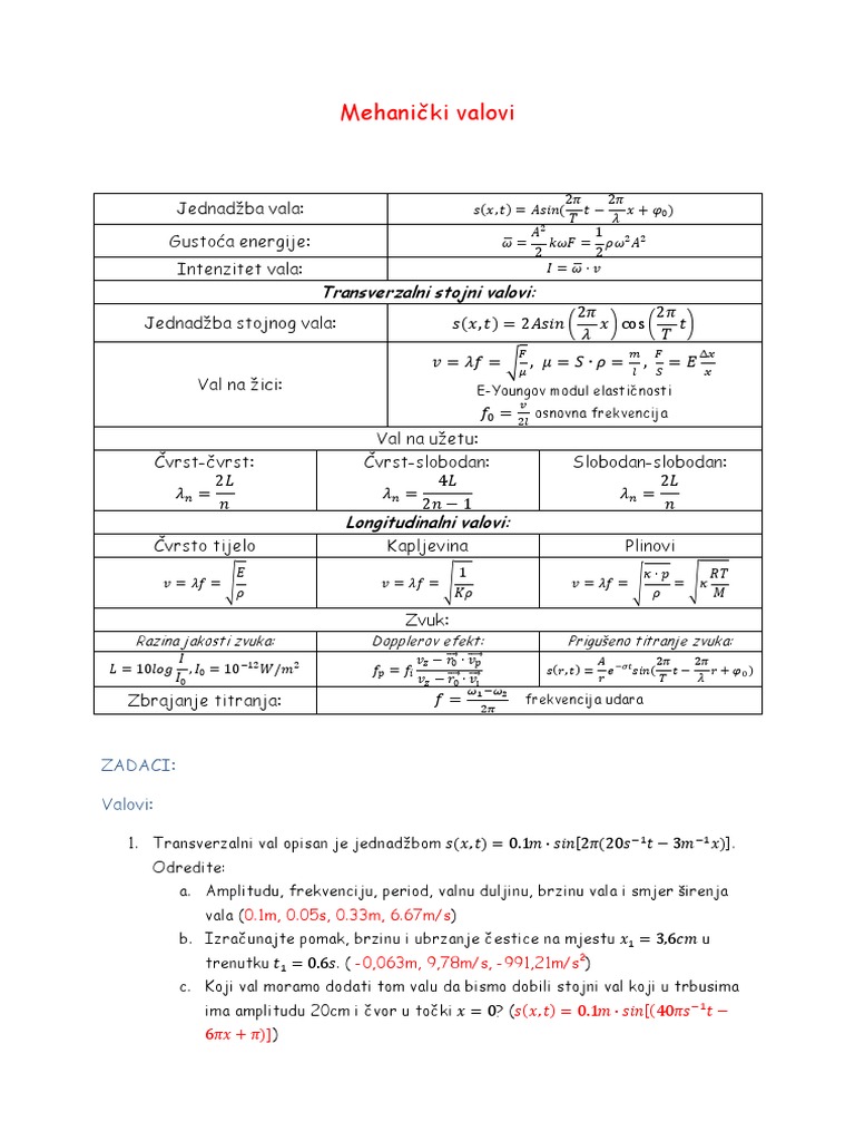 VJEZBE 11 Mehanicki Valovi PDF | PDF