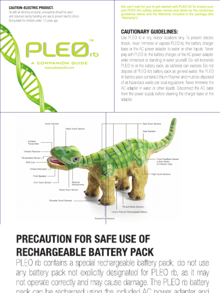 PLEO rb User Guide and Safety Tips | PDF | Battery Charger | Electrical ...