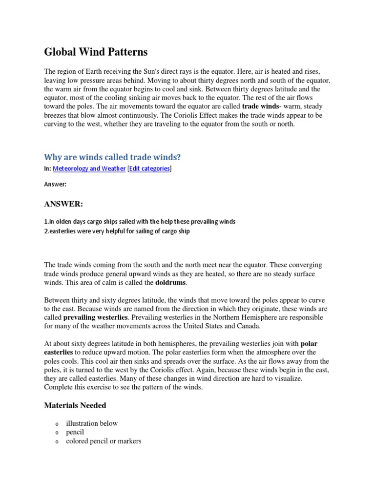 Global Wind Patterns | PDF | Wound | Oceans