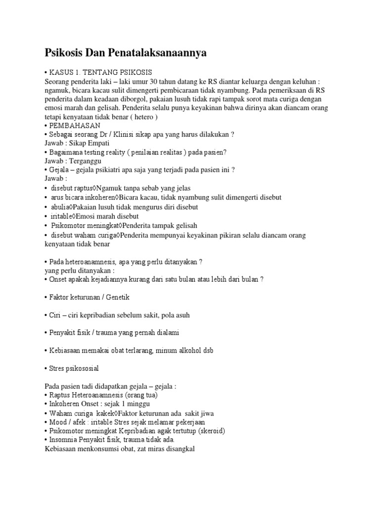 Psikosis Dan Penatalaksanaannya | PDF