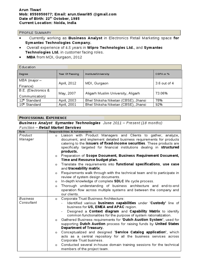 Sample Experience Resume | Download Free PDF | Business | Science