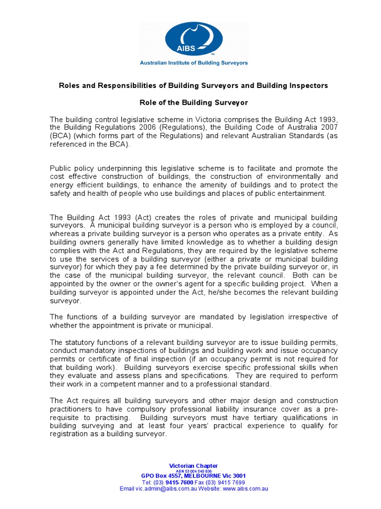 Building Surveyors' Roles in Victoria | PDF | Architect | Victoria ...