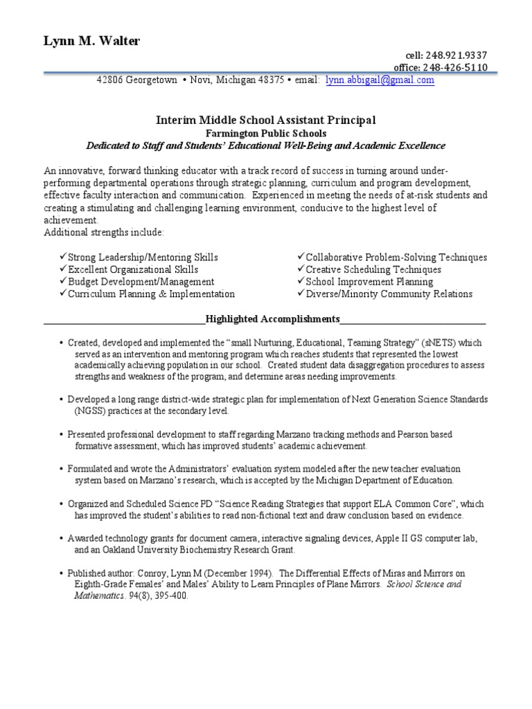 Resume II Walter 2014 - Word | PDF | Strategic Planning | Mentorship