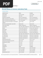 Blood Normal Values | PDF | Cholesterol | Blood Plasma