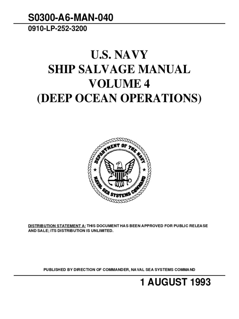 Navy Salvage Manual VOL 4 | PDF | Underwater Diving | United States Navy