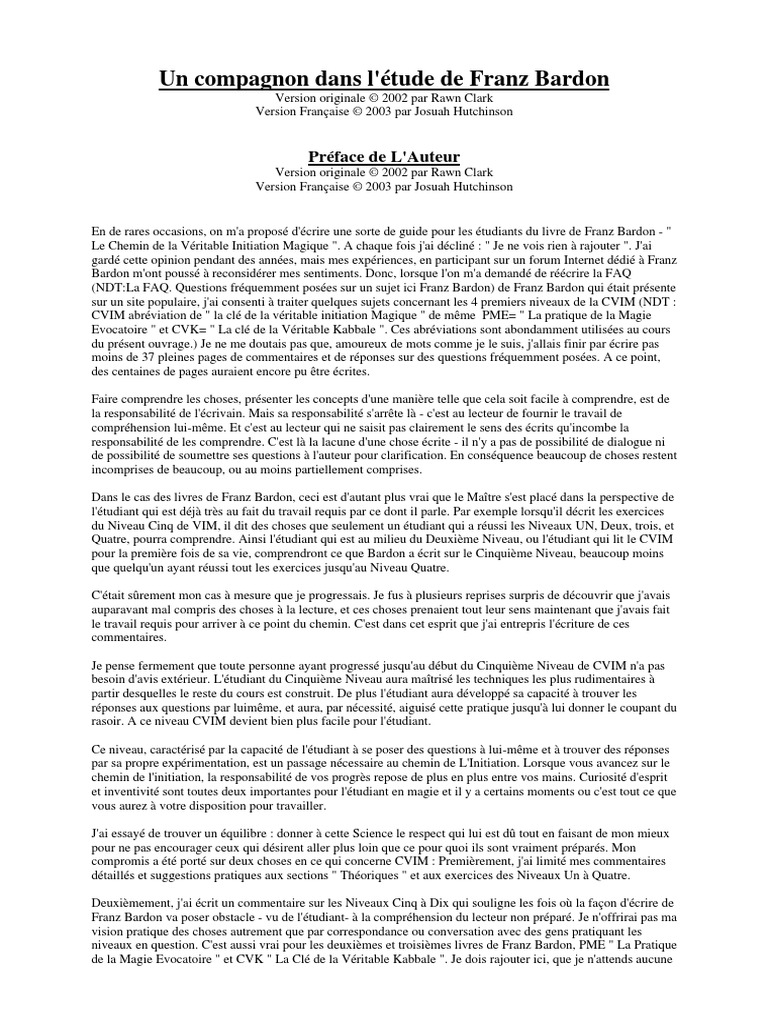 Rawn Clark - Un Compagnon Dans L Etude de Franz Bardon | PDF | Magie (Paranormal) | Kabbale