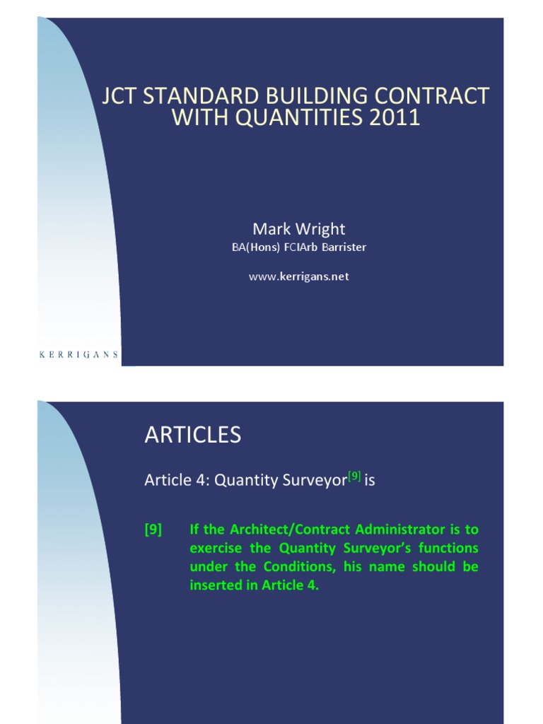 JCT Standard Building Contract 2011 | PDF | Interest | Payments