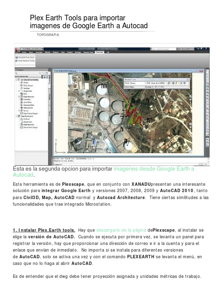 Plex Earth Tools Importar Imagenes de Google A Autocad PDF | PDF | Google | Software