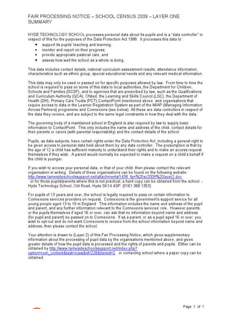 Fair Processing Notice | PDF | Personally Identifiable Information ...