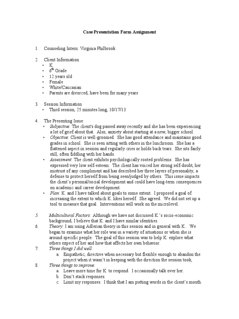 Case Presentation Form Assignment #1 | PDF
