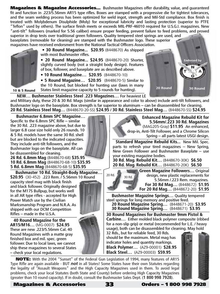 Bushmaster 2008 Catalog Magazines | PDF | Magazine (Firearms ...