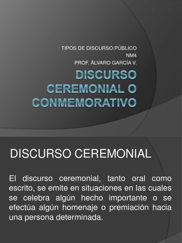 Discurso Ceremonial: Tipos y Contextos | PDF