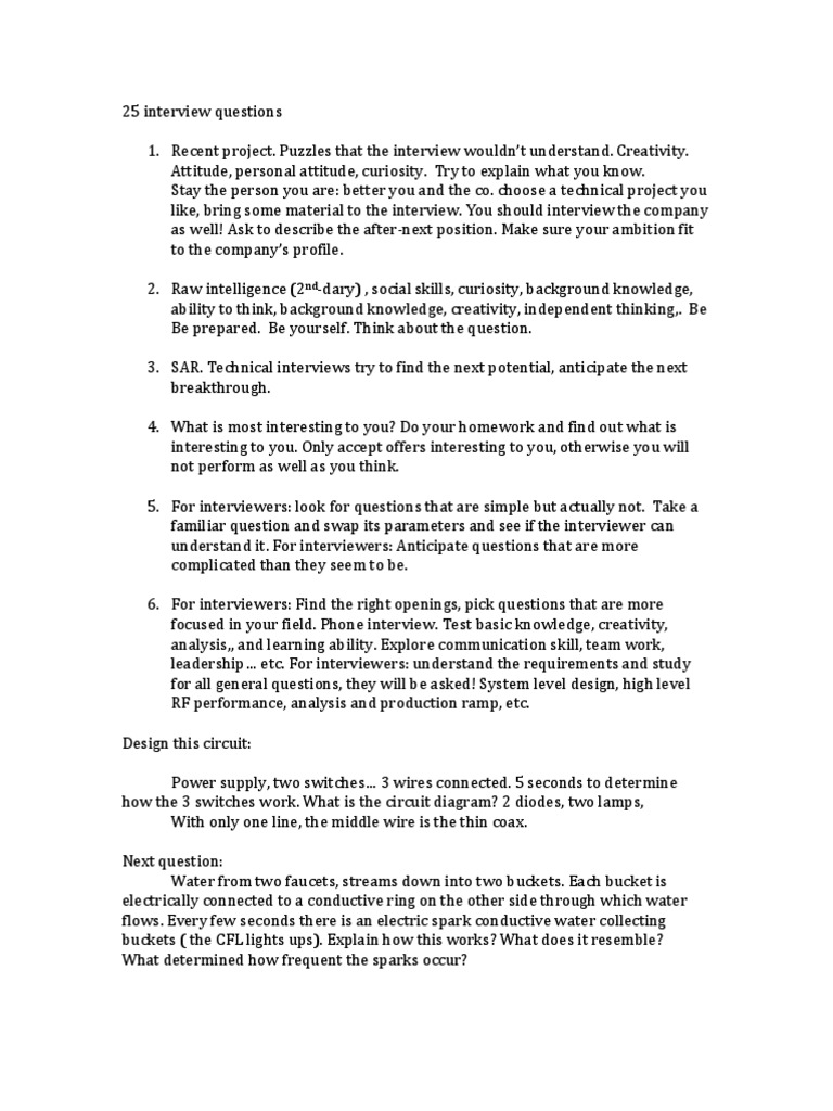 25 Interview Questions | PDF | Electronic Oscillator | Antenna (Radio)