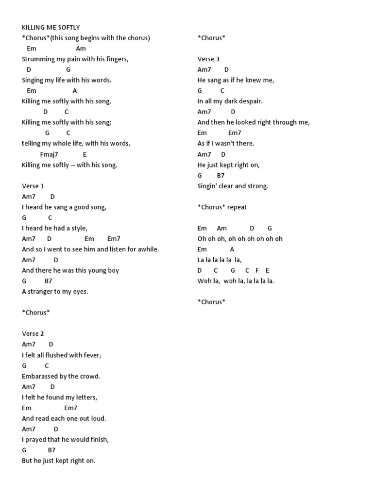 Killing Me Softly | Song Structure | Songs