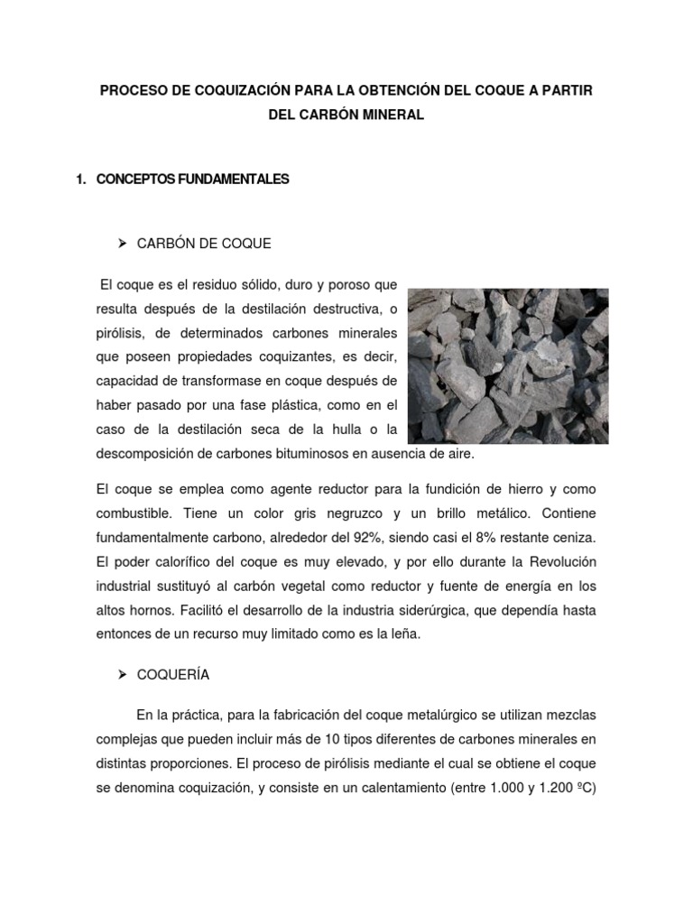 Proceso de Coquización - Manuel G. | PDF | Coca-Cola (Combustible ...