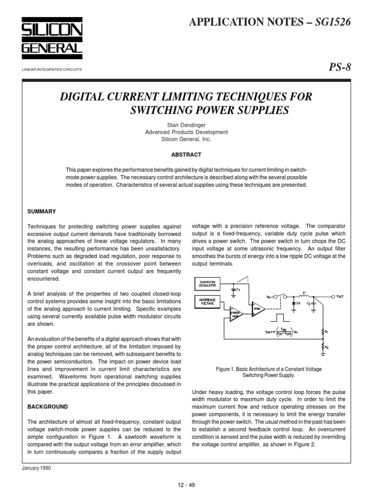 Digital Current Limiting Techniques For Switching Power Supplies PDF ...
