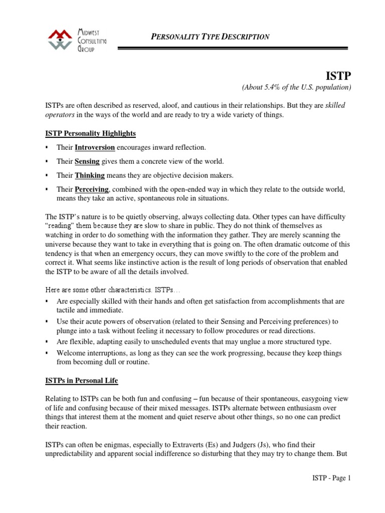 Istp Profile-Final Revised Master.8-08 | PDF | Cognitive Science ...