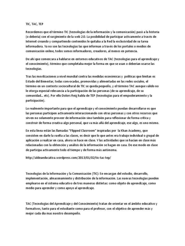 Tic, Tac, Tep | PDF | Tecnología de información y comunicaciones | Aprendizaje